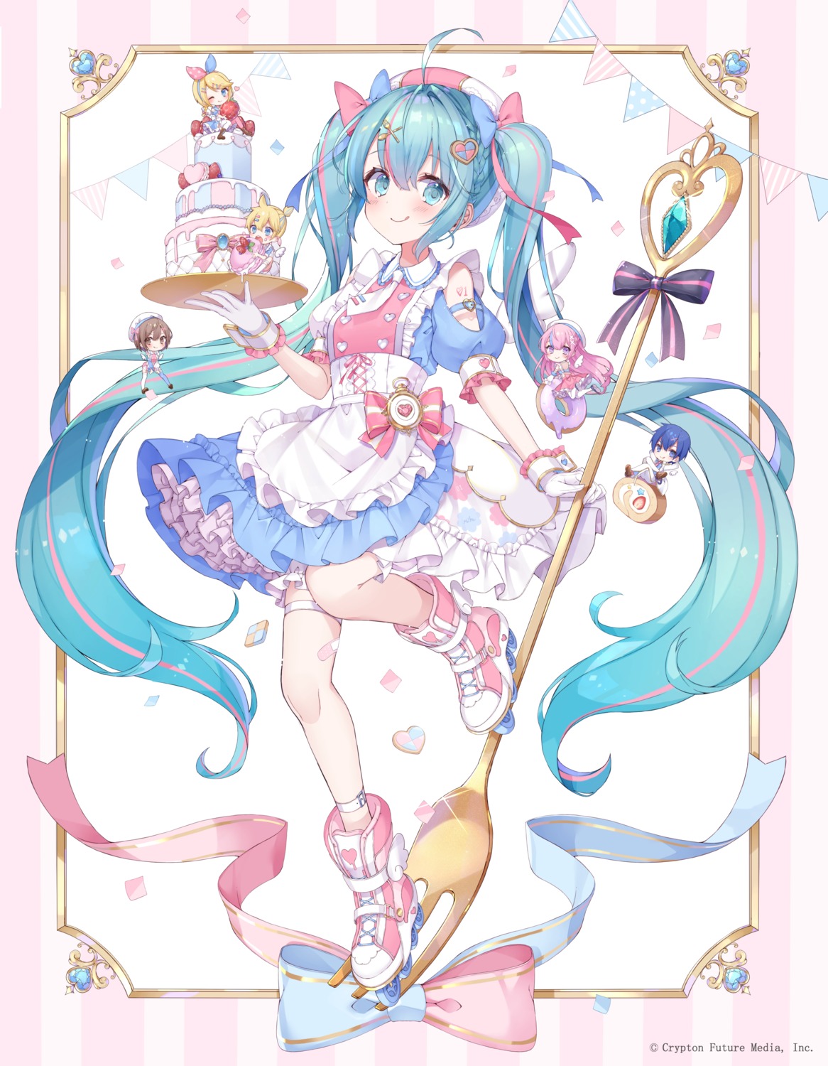 shiori (xxxsi) vocaloid hatsune miku bandaid chibi garter skirt lift | #747506 | yande.re